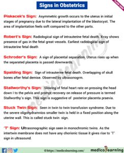 Signs in Obstetrics – MedicoLearning